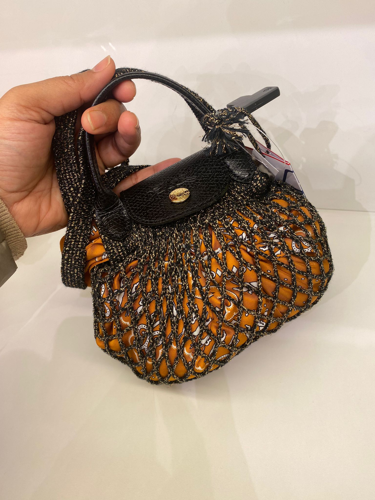 AzuraMart - Longchamp Filet Ombre - Black / Golden - 10139HCA700 / Mini