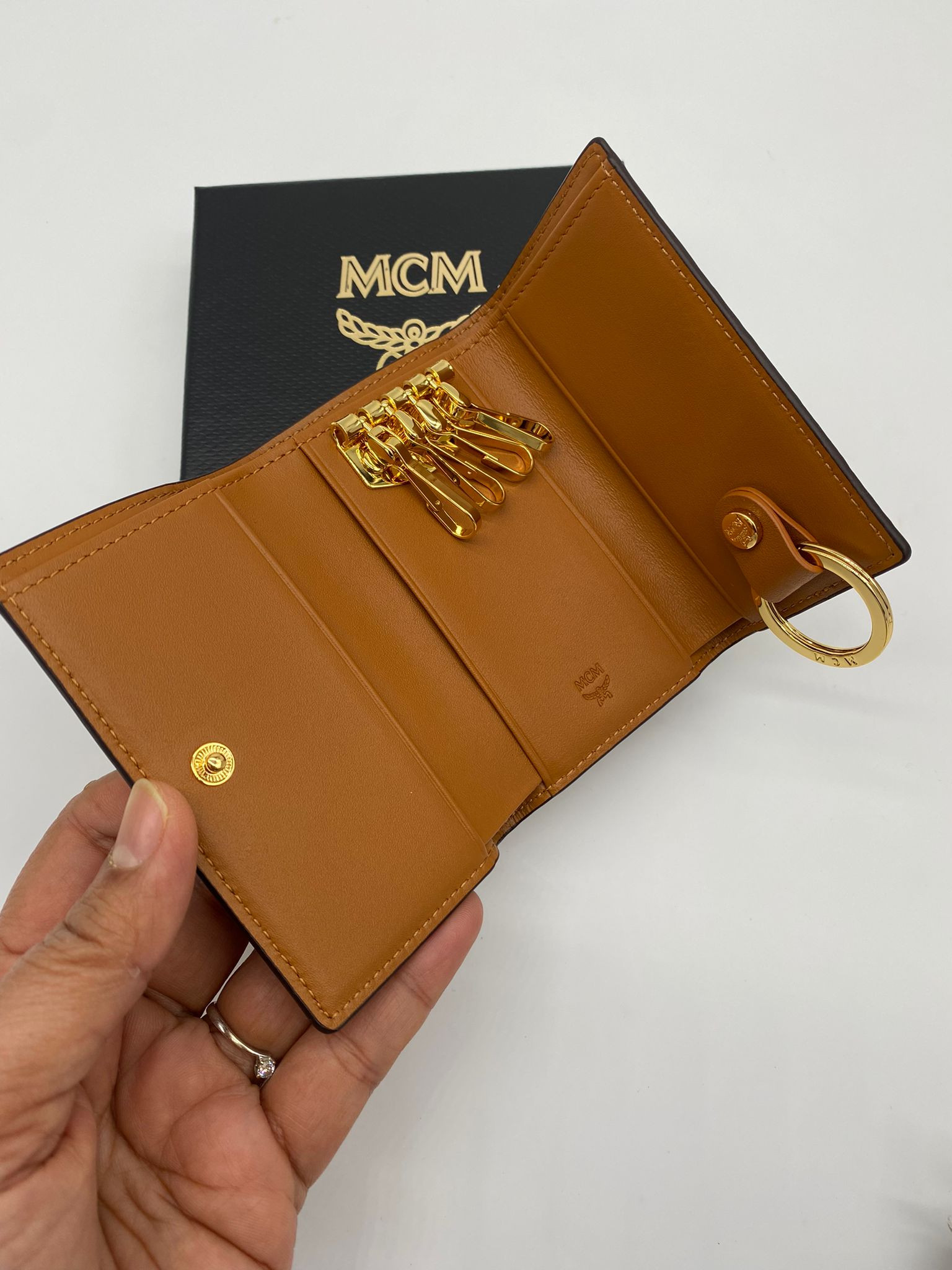 AzuraMart - MCM Key Fold Wallet - Cognac / Brown - One Size
