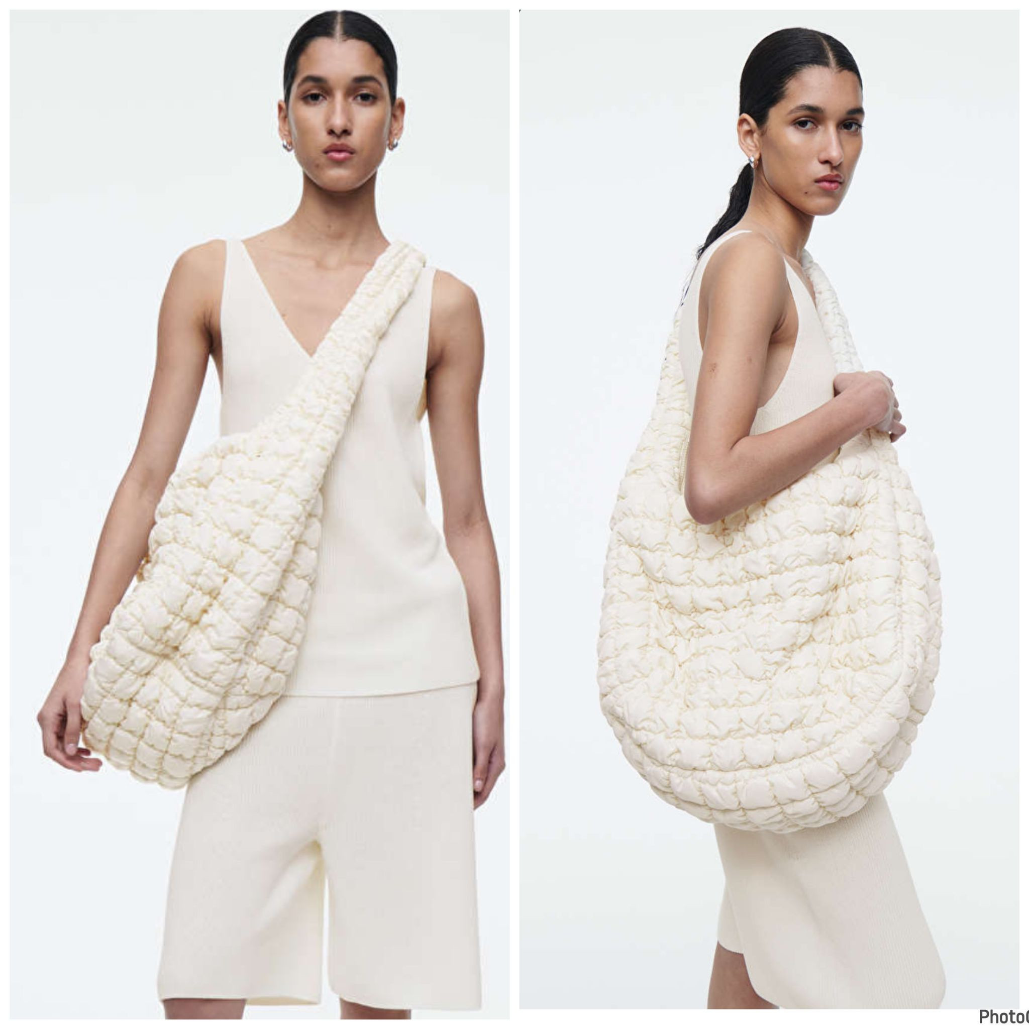 AzuraMart - COS Quilted Bag - Light Beige - Oversized