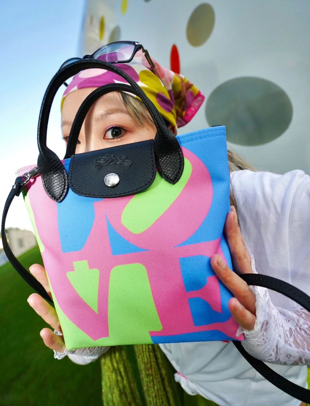 AzuraMart - Longchamp X Robert Indiana Tote with long strap - Multi ...